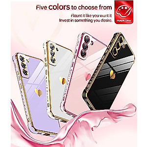 LeYi for Samsung Galaxy S22 Plus Case: Full Camera Lens Protection,Love Heart Plating Girly Women Cute Luxury Soft TPU Shockproof Case for Samsung S22 Plus,Pink