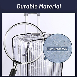 Clear Suitcase Cover - 20 22 24 26 28 30 Inch Suitcase Covers - PVC Waterproof Luggage Cover - Top and Side Handle Gap Suitcase Protector (22 Inch)