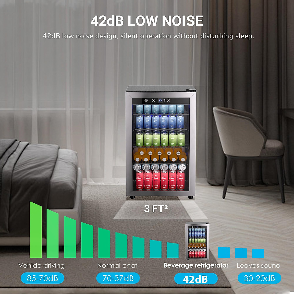 EUHOMY 4.5 Cu.ft Beverage Refrigerator and Cooler, 145 Can Mini fridge with Glass Door for Soda Beer Wine, Small Drink Dispenser with Digital Adjustable Thermostat for Home Office Bar