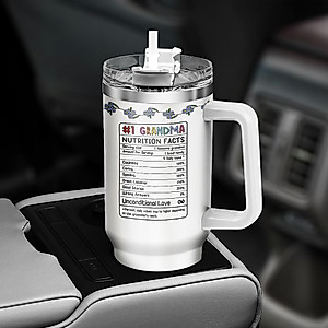 99OWL Grandma Floral Nutrition Facts, For Nana Tumblers Grandmas Cups Great Cup Granny Coffee Handle Water Sippy Flower Women Mom, Tumbler 40 Oz With Handle Lid And Straw, Grandma Gifts