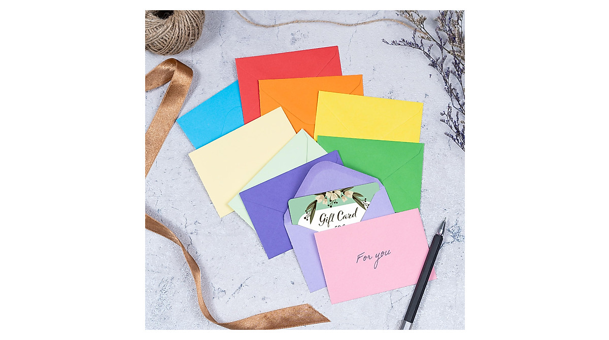 Mini Envelopes Bulk Pack - 100 Colorful Paper Gift Card Envelopes