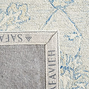 SAFAVIEH Micro-Loop Collection 8' x 10' Blue / Beige MLP535M Handmade Premium Wool Area Rug