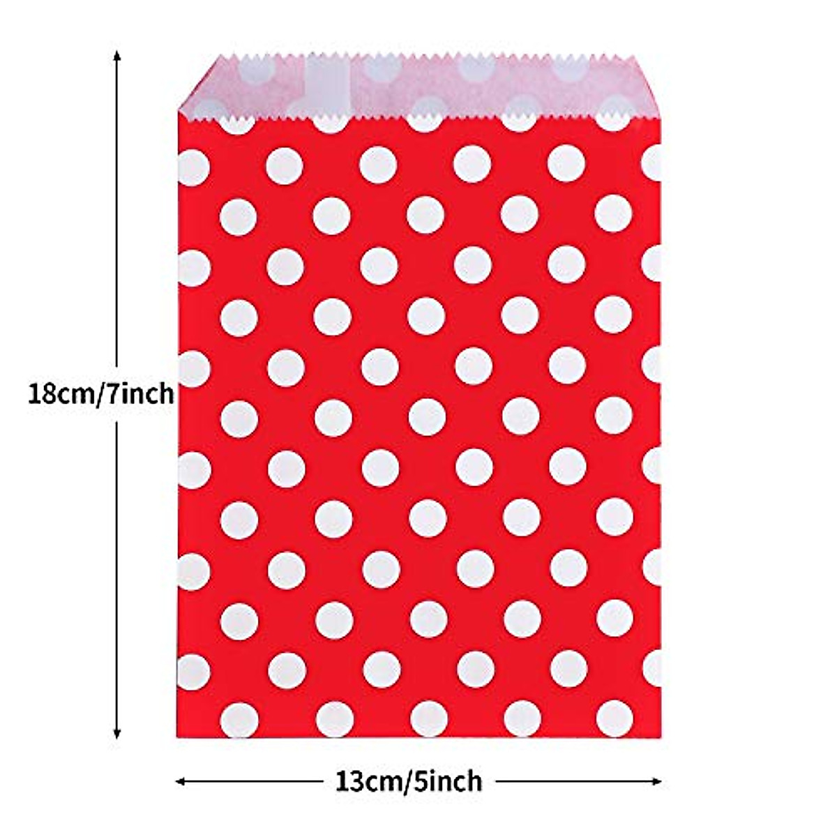 Kolewo4ever 100 pieces Valentines Treat Bags Buffet Paper Bags Party Favor Goody Bags Gift Bags Red Pink Striped Dot Candy Bags for Valentines Wedding parties