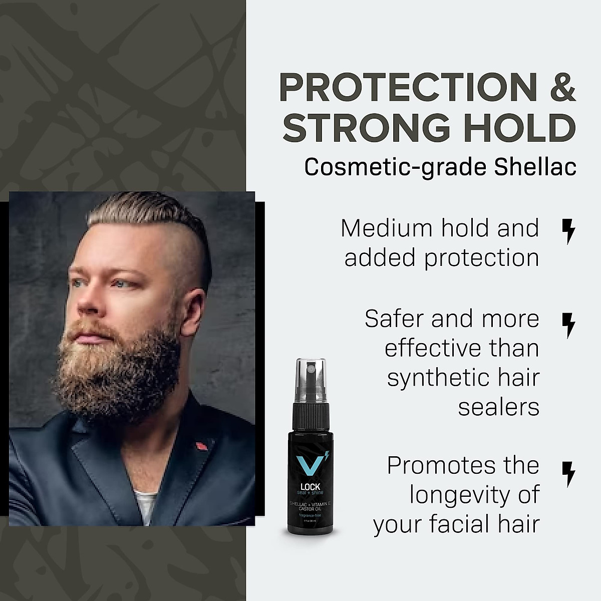 VOLT Lock Beard and Mustache Color Sealer for Instant Beard Dye and Shine with Castor Oil and Vitamin E - 1oz
