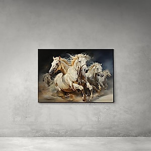 Majestic Black Stallion Galloping In The Clouds, Black Horse On Salt Flats, Canvas Print, Black Horse Print, Black Horse Wall Art