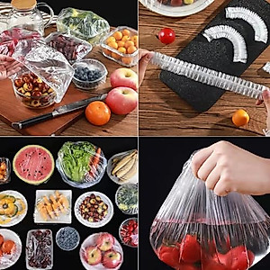 100Pcs Bowl Covers Food Cover Dish Covers, Plastic Bowl Covers Elastic Reusable, Reusable Elastic Stretch Plastic Covers For Bowls, Plastic Food Covers With Elastic For Bread Proofing (100PC BAG)