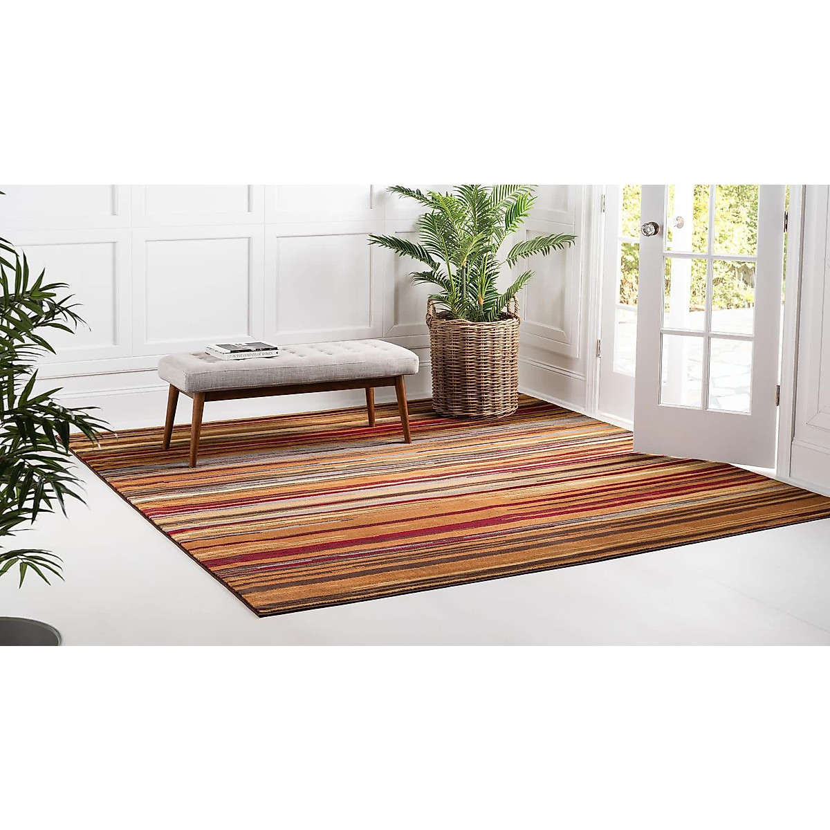 Unique Loom Barista Collection Area Rug - Icatu (7' 10" Square, Beige/ Brown)