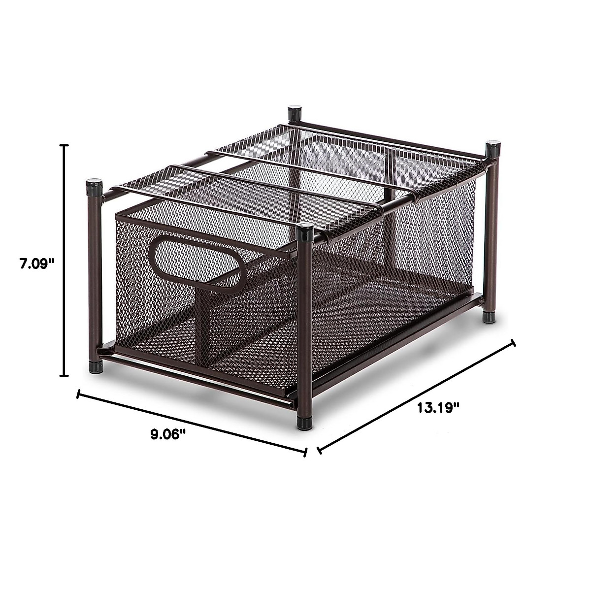 Home Zone Living Under Bathroom Sink Organizer – Sliding Basket, Inside Cabinet Storage