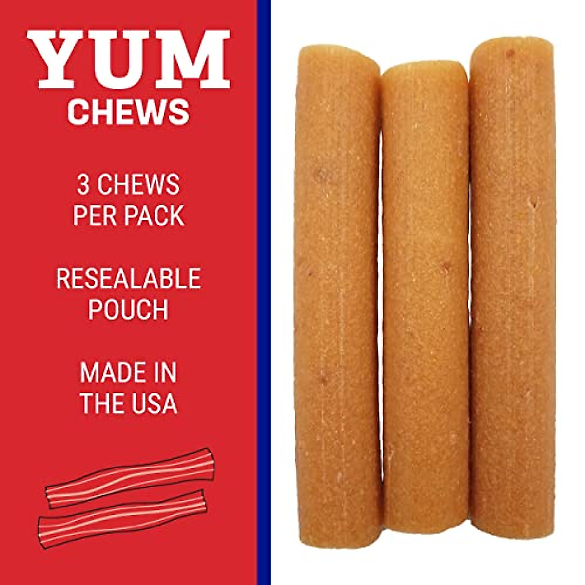 Himalayan Dog Chew Yak Cheese Dog Chews, 100% Natural, Long Lasting, Gluten Free, Healthy & Safe Dog Treats, Lactose & Grain Free, Protein Rich, For All Breeds, Medium, Bacon Flavor, 4.5 oz