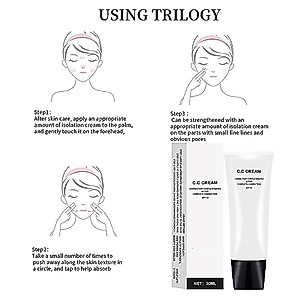 2PCS Skin Tone Adjusting CC Cream SPF 50,Cosmetics CC Cream Self Adjusting for Mature Skin, CC Cream Face Sunscreen and Foundation, Primer Moisturizing Skin Concealer Brightening Skin Tone