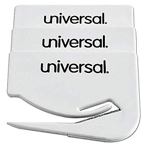Universal UNV31803 - Letter Slitter Hand Letter Opener W/Concealed Blade, White, 3/Pack, one Size