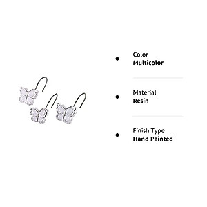 Avanti Linens - Shower Curtain Hook Set, Butterfly Inspired Home Decor, Set of 12 (Yara Collection)