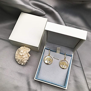 Agvana Tree of Life Earrings for Women Gold Plated Sterling Silver Genuine Mother of Pearl Family Tree Dangle Earrings Anniversary Jewelry Birthday Gifts for Women Mom Wife Her