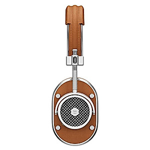 MASTER & DYNAMIC MH40 Over-Ear Wireless Headphones Gen II, Silver Metal/Brown Coated Canvas/Brown Leather