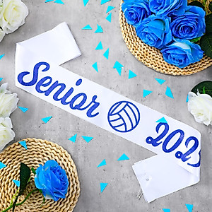 Vinsatin White Senior Sash 2025 Satin Sashes Senior Graduation for Graduated Cheerleader Celebration(6 Set,Volleyball)