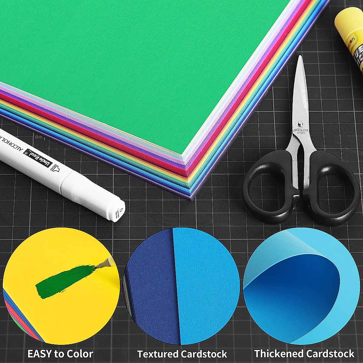 60 Sheets Textured Colored Cardstock - 8.5 x 11.0 inch / 30 Colors 85Ib 230gsm 21.6 x 27.9 cm Heavyweight Card Paper for DIY Card Art Paper Crafting Scrapbook Festive Decor UAP14