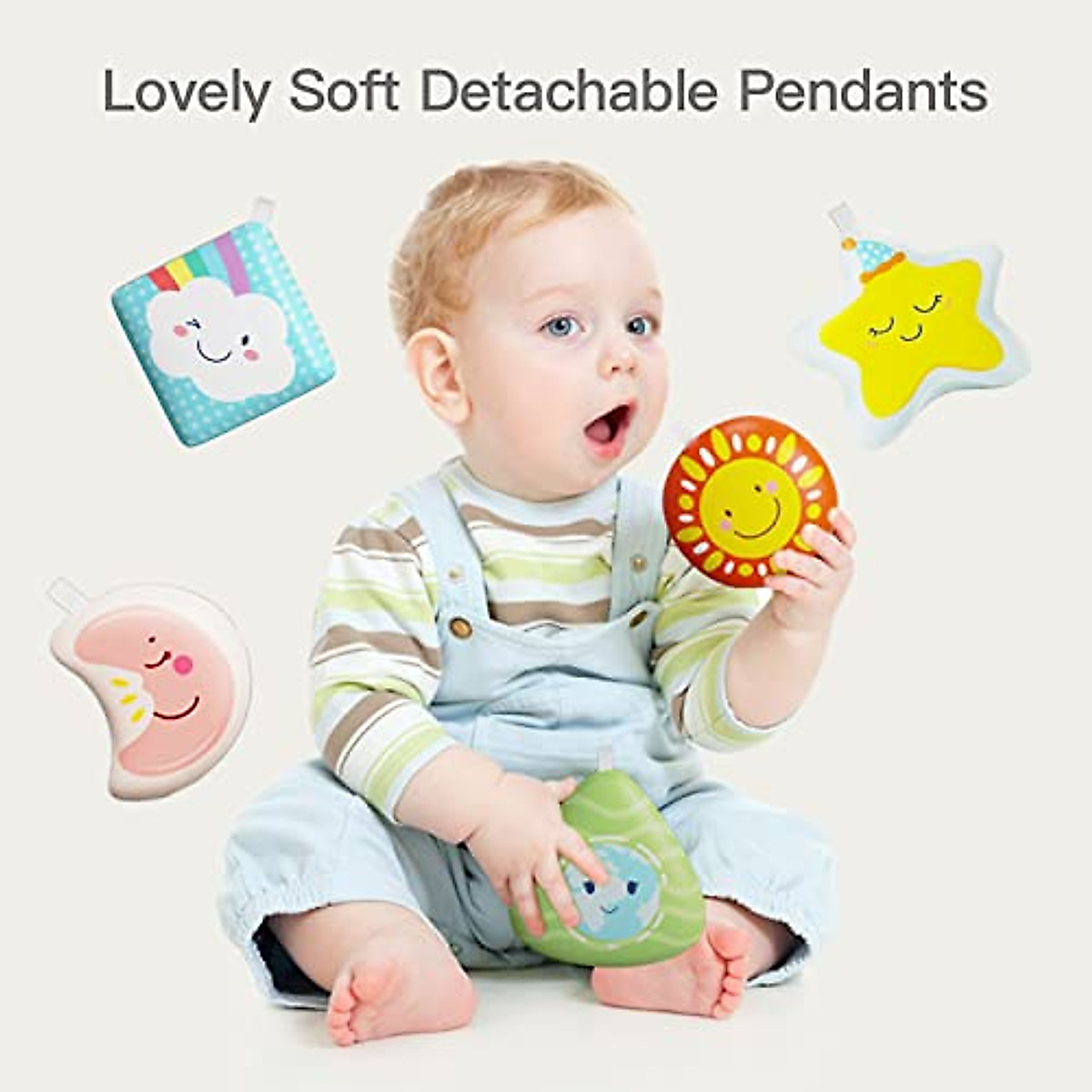 Eners Baby Crib Mobile with Music and Lights, Mobile for Crib with Remote Control, Rotation, Moon and Star Projection, Baby Crib Toys for Boys Girls (Yellow)