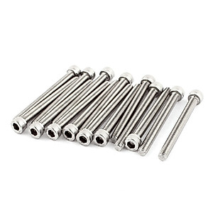 uxcell M5x50mm Thread 304 Stainless Steel Hex Socket Head Cap Screw Bolt DIN912 15pcs