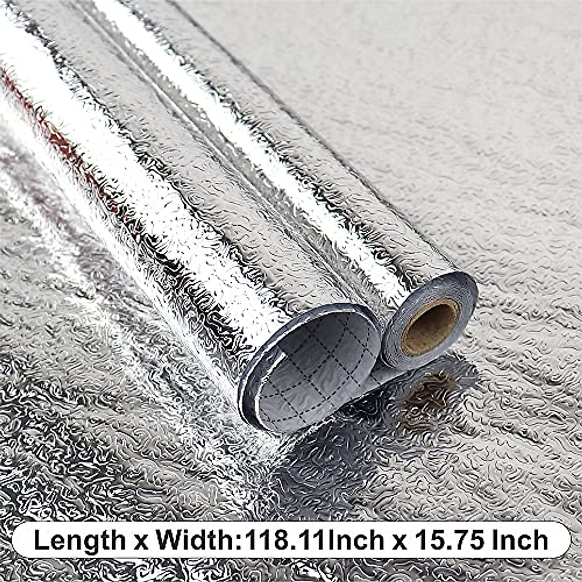 4PCS Kitchen Oil Proof Backsplash Wallpaper Peel and Stick Aluminum Foil Contact Paper Self Adhesive Water Proof Heat Resistant Wall Sticker for Countertop Cabinet Drawer Liner Shelf Liner(472 Inch)