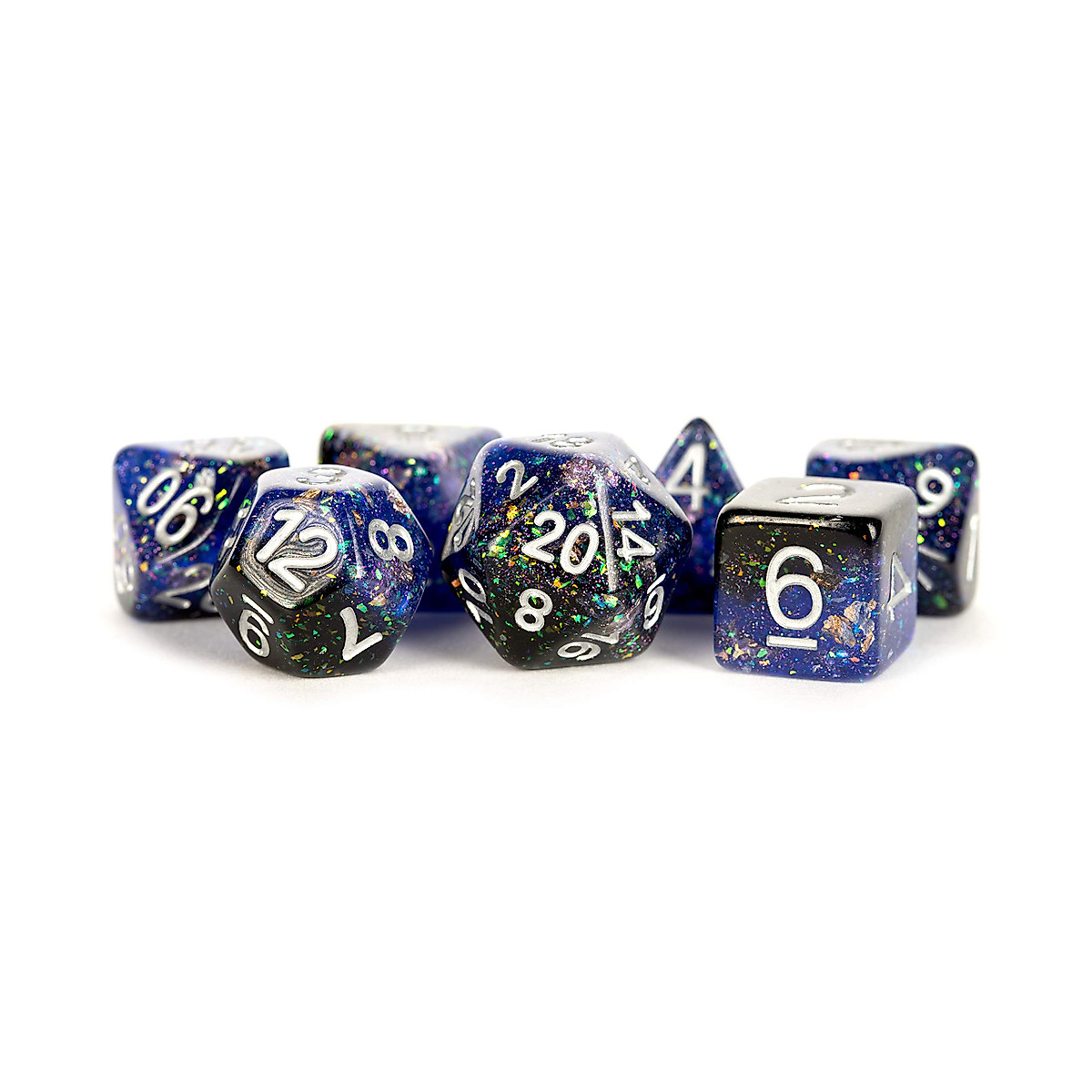 FanRoll by Metallic Dice Games 16mm Resin Polyhedral Dice Set: Eternal Blue/Black
