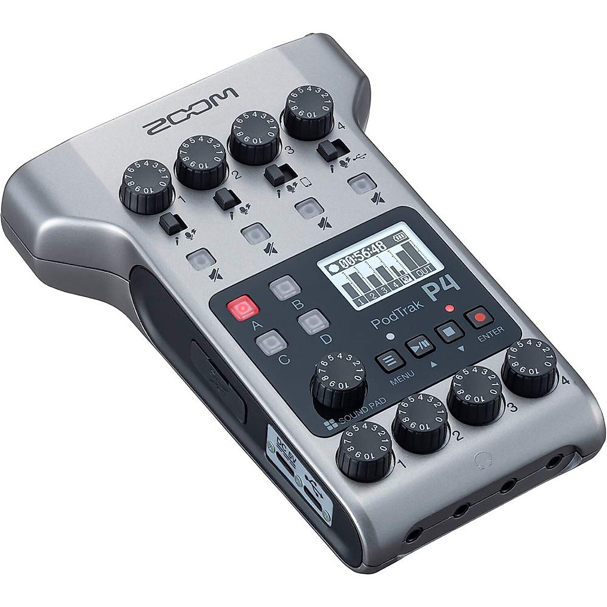 Zoom PodTrak P4 Portable Multitrack Podcast Recorder Bundle with 4X Zoom ZDM-1 Podcast Pack