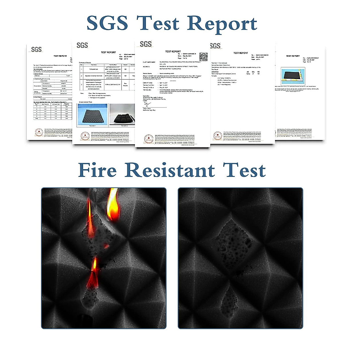 Ikaufen 36 Pack-12 x 12 x 2 Inches Pyramid Designed Acoustic Foam Panels, High Density and Flame Retardant Sound Proof Foam Panels for Wall and Ceiling