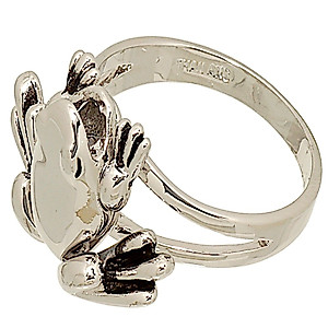 Glamour Rings Polished Silvertone Frog Fashion Ring with Moveable Legs Size 8