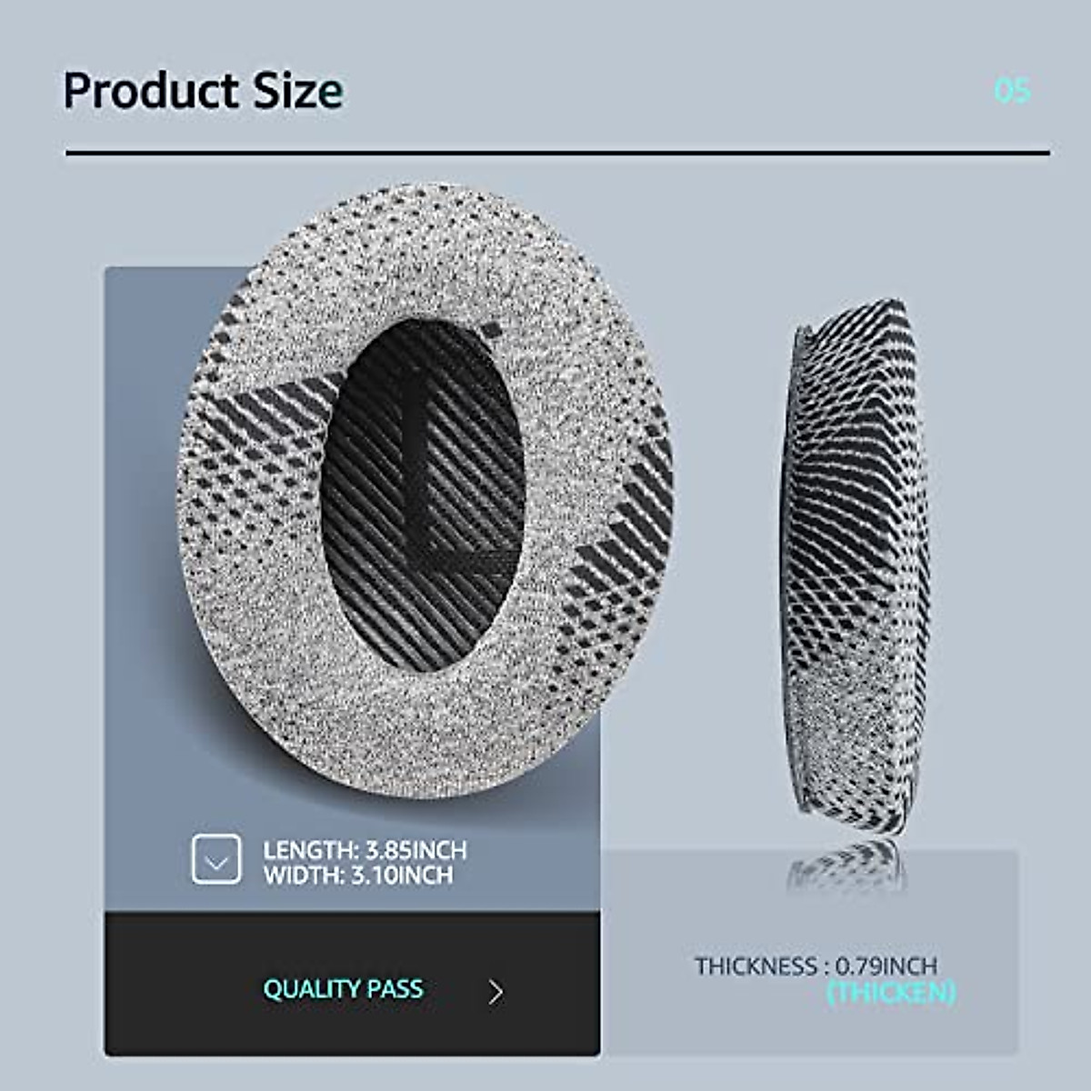 Wzsipod Cooling-Gel QuietComfort 35 / QC 35ii Replacement Ear Pads for Bose Headphones, Compatible with Bose QC45 QC35 QC25 QC2 QC15/ Around-Ear 2 AE2i AE2w/ SoundTrue & SoundLink Series (Grey Fabric)