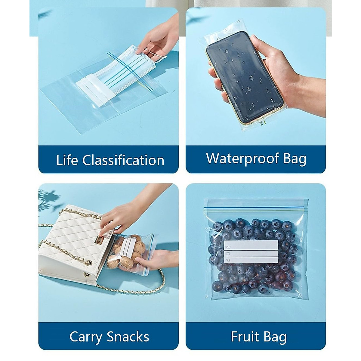 65-Piece Reusable Food Storage Bags Set | BPA-Free Bags for Freezer, Snacks, Fruits, Vegetables, Meats | Eco-Friendly Bags in Various Sizes