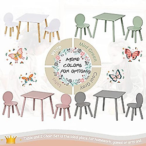 UTEX Kids Table with 2 Chairs Set for Toddlers, Boys, Girls, 3 Piece Kiddy Table and Chairs Set, White