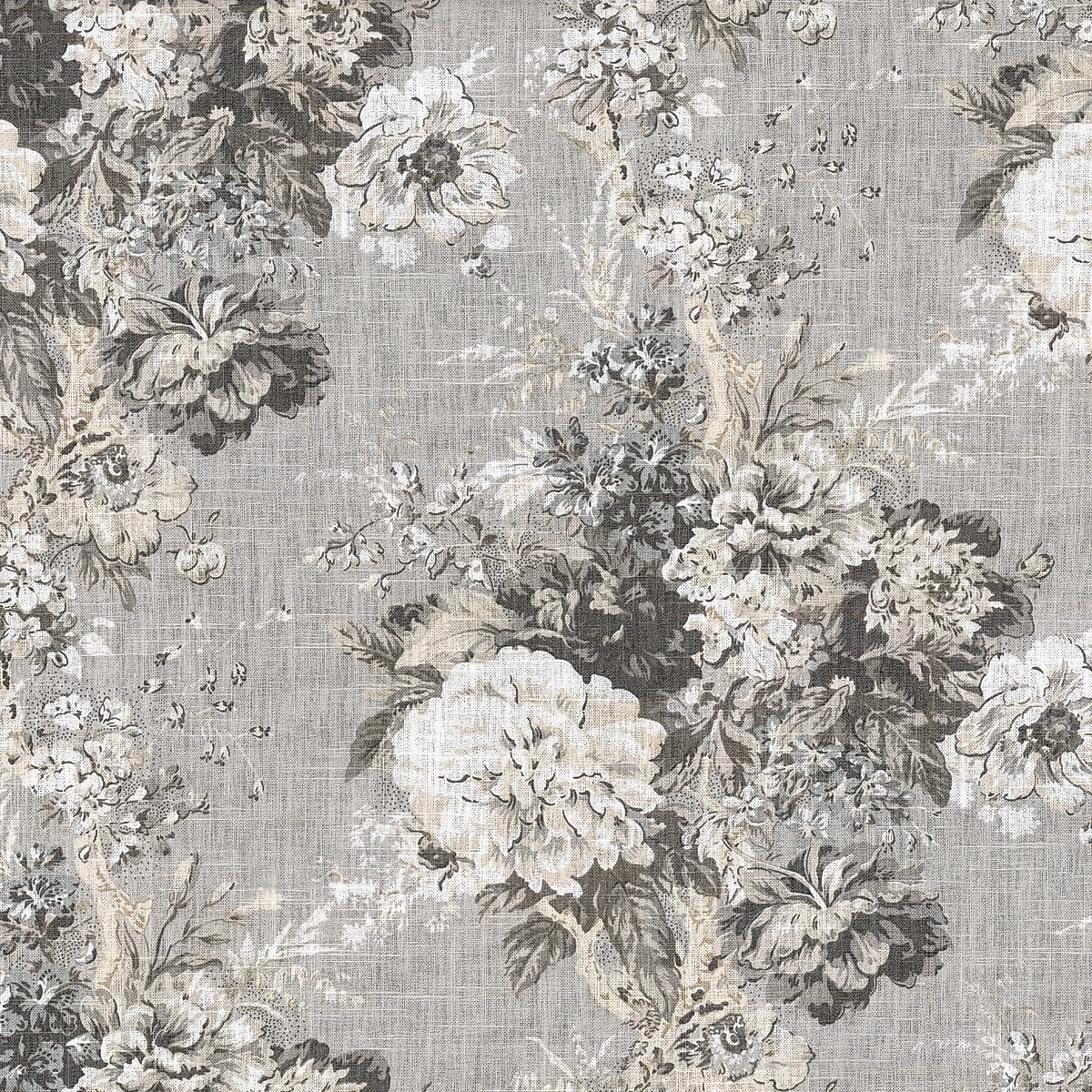Waverly - Premium Printed Linen Fabric by The Yard, Floral Inspired, DIY, Craft, Project, Sewing, Designer Upholstery and Home Decor, 54" Wide (Ballad Bouquet Collection, Platinum)