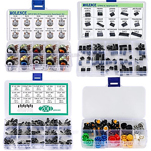 Molence 5162pcs DIY Electronics Components Kit Assortment, Resistors, Inductors, Capacitors, LED, Triode, ICS, Diodes, PCB, Potentiometer, Pin Header, Jumper Wire, Terminals, Tactswitch