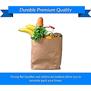 Reli. Paper Grocery Bags w/Handles (100 Pcs, Bulk)(12"x7"x14") Large Paper Grocery Bags, Shopping Bags w/Handles - Heavy Duty 57 Lbs Basis - Takeout/To Go Bags, Retail Bags, Brown Kraft Paper Bags