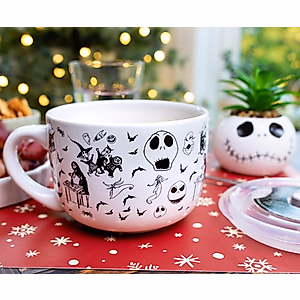 Disney The Nightmare Before Christmas Scary Citizens Ceramic Soup Mug With Lid