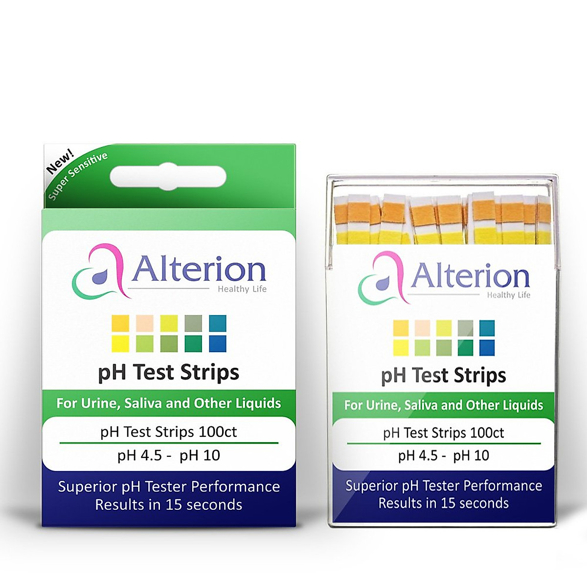 pH Test Strips 100ct by Alterion - Fast & Simple pH Strips for Urine and Saliva - Quick and Accurate Results in 15 Seconds