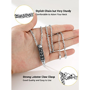 PROSTEEL Stainless Steel Skull Bullet Charm Necklace Skeleton Pendant Halloween Jewelry Retro Vintage Statement Necklace