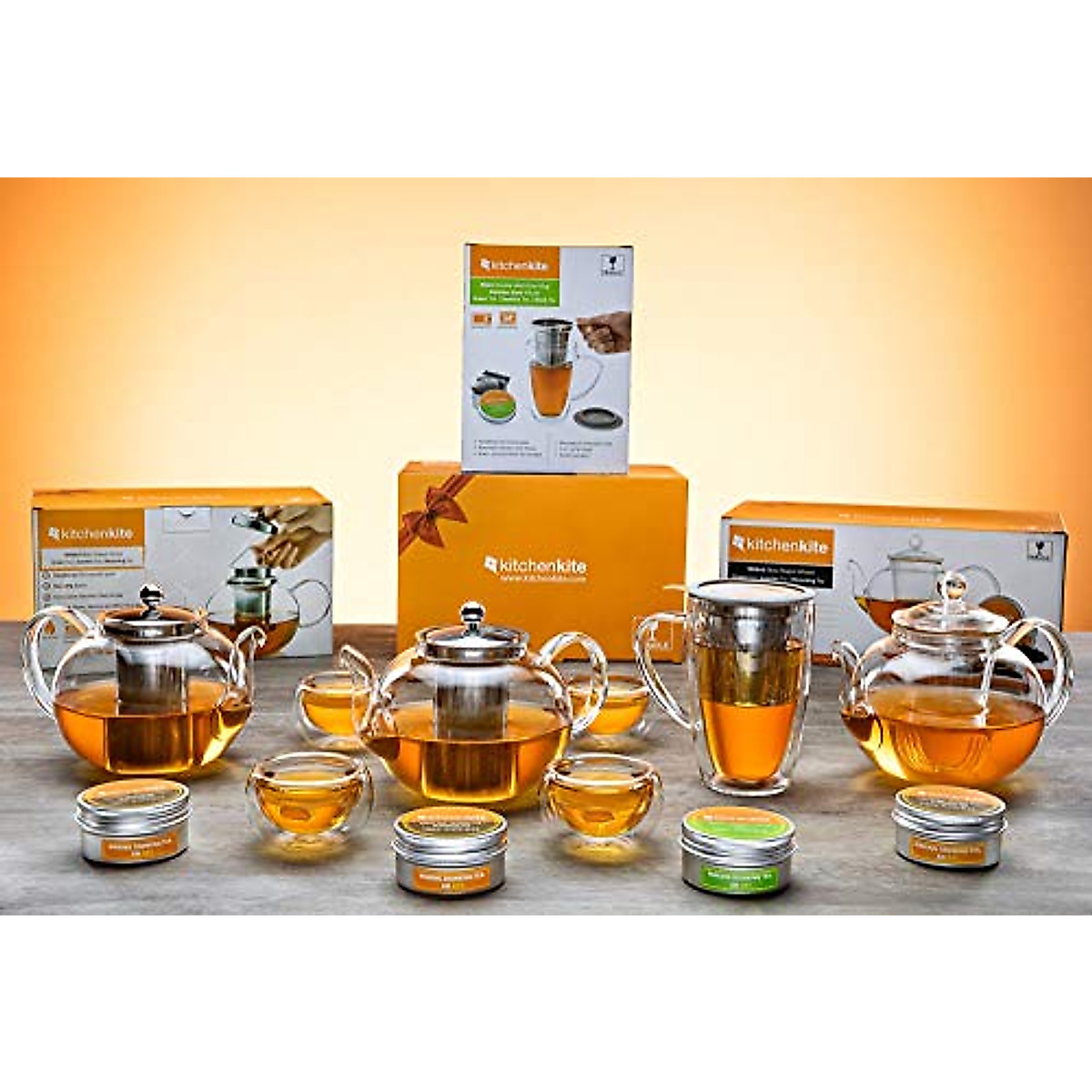 Glass Teapot with Infuser- Glass Tea Kettle for Stove Top with Removable Stainless Steel Strainer, Microwave & Dishwasher Safe, Tea Pot with Blooming, Loose Leaf Tea Sampler, Tea Diffuser & Tea Maker