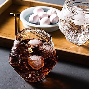 2 Pack Japanese Handmade Hammered Whiskey Glass Heat-resistant Juice Cup Liquor Whisky Crystal Wine Glasses Bar Tumblers for Drinking Bourbon, Scotch Whisky, Cocktails