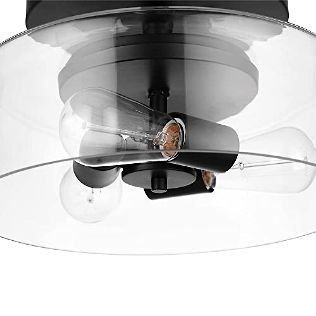 Globe Electric 61268 3-Light Flush Mount Ceiling Light, Matte Black, Clear Glass Shade, Vintage Edison Incandescent Bulbs Included, Home Improvement, E26 Bulb, Flush Mount Ceiling Light Fixture