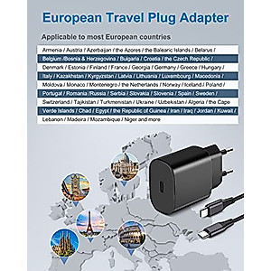 S23 S22 S21 Super Fast Charger Type C, European EU Travel Plug Adapter, 25W PD/PPS USB C Fast Wall Charger Block & 6FT Long Fast Charging Cable for Samsung Galaxy S23/S23 Ultra/S22/S22 Ultra/S21+/Note
