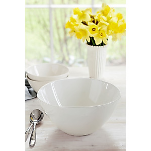 Portmeirion Sophie Conran Arbor Organic Shape Stoneware All Purpose Bowls 6 Inch Set of 4 - Dishwasher & Microwave Safe for Serving Cereal, Soup, Salad, Rice, Snacks & More (Creamy White)