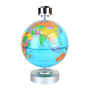 Floating Globe, Office Desk Display Magnetic Levitating and Rotating Planet Earth Globe Ball with World Map, Cool and Educational Gift Idea for Him - 8" Ball with Levitation Stand (Blue)