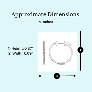 NATALIA DRAKE Small Push Button Clasp 1/4 Cttw Diamond Hoop Earrings for Women in Rhodium Plated 925 Sterling Silver