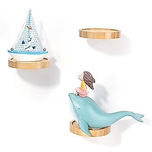 Yangbaga Mini Round Floating Shelves for Wall, 3pcs Small Floating Shelves Decor Display Shelves for Bedroom Living Room Bathroom Kitchen Office