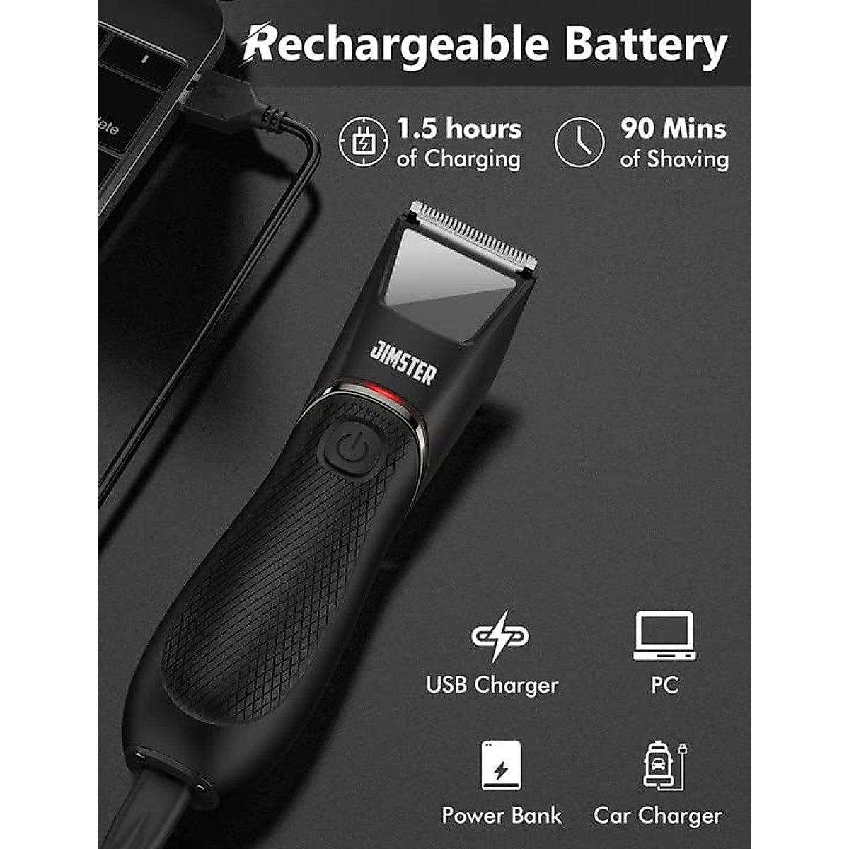 Body Trimmer for Men, [No Nicks, No Cuts] Electric Groin Hair Trimmer, No-Nick Guides Ceramic Blade Heads, Waterproof Wet Dry Clippers for Body, Cordless Male Pubic Trimmer with Lighting Mirror
