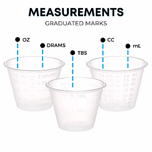 [100 Count - 1 oz.] Perfect Stix Disposable Graduated Plastic Medicine Cups - For Mixed Pills, Medication Measuring, Resin Mixing, Mouthwash