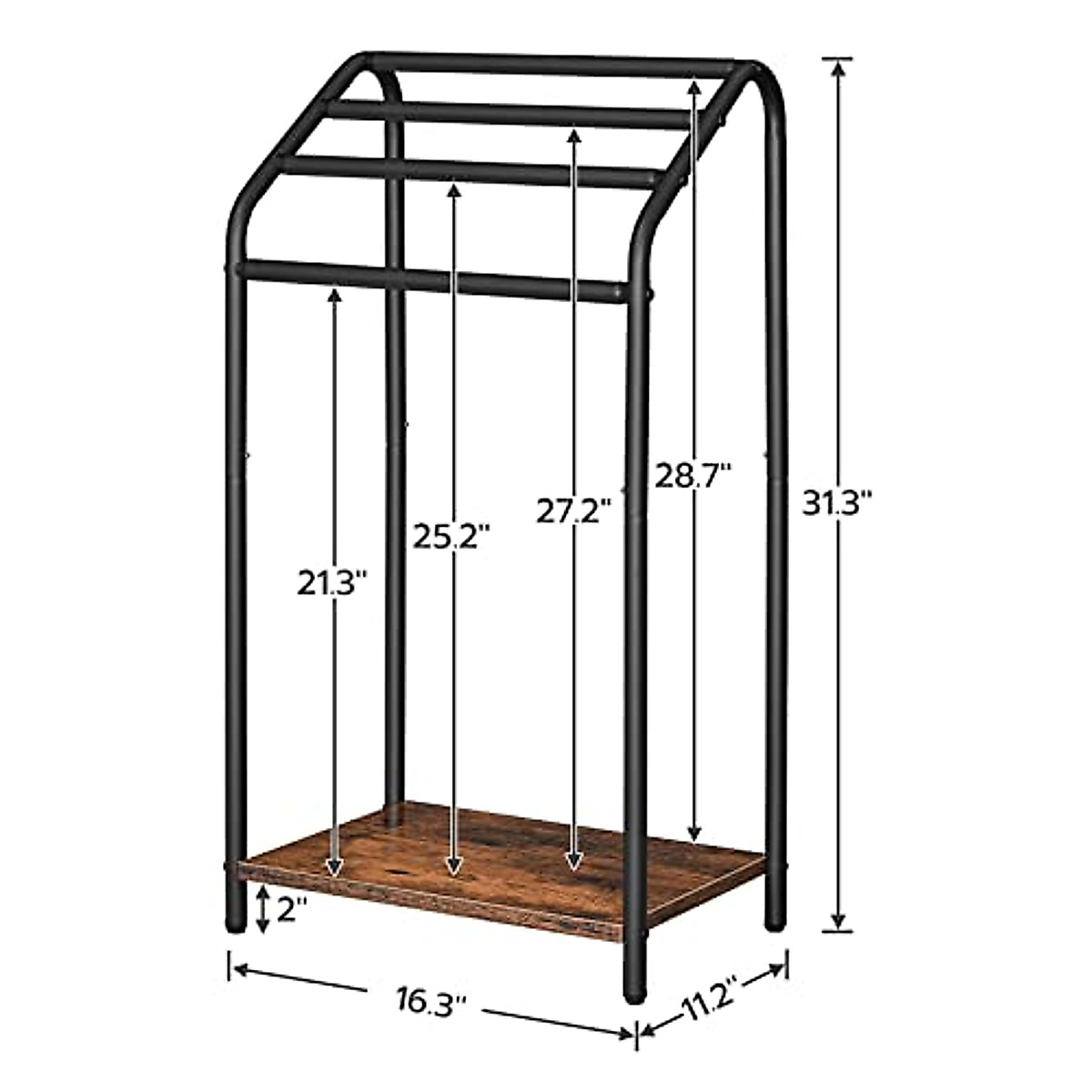 HOOBRO Freestanding Towel Rack, 4 Tier Blanket Rack Stand, 16.3"L x 11.2"W x 31.3"H, Blanket Ladder Holder, Quilt Rack, Drying and Display Rack, Living Room, Bathroom, Rustic Brown and Black BF64LB01