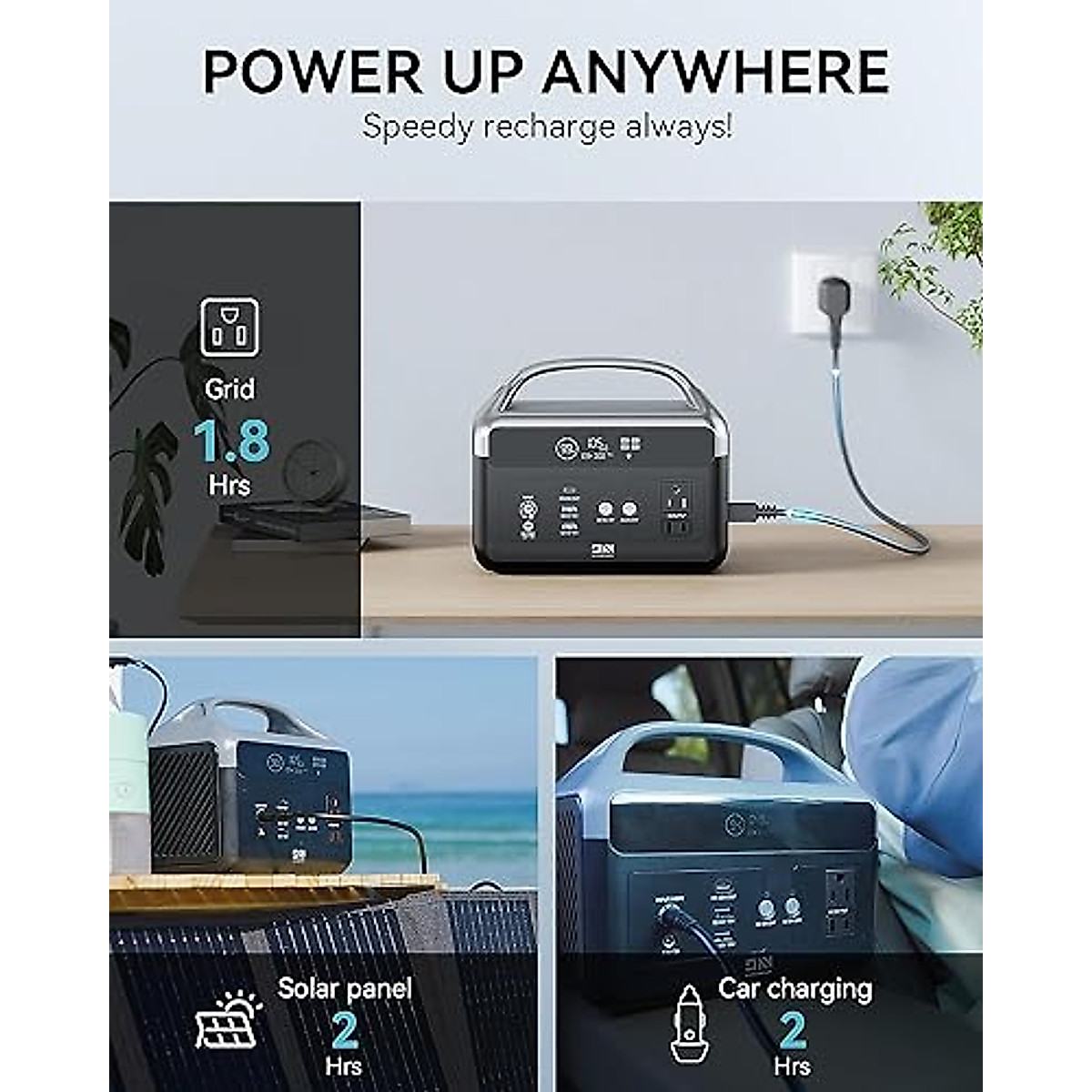 Generator for Camping 300W (600W Surge), DaranEner 179.2Wh/56000mAh LiFePO4 Battery, Fast Charging Solar Power Station with 3 Input/6 Output Ports, 110V Pure Sine Wave 2 AC Outlets, Power Bank for Out