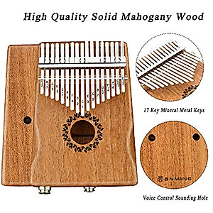 Kalimba Thumb Piano 17 Keys RANMING Mbira Finger Piano Kalimba Gifts for Adults Kids Beginners With Portable Handbag and Tune Hammer Thumb Pianos Finger Harp (Mahogany-Pickup)