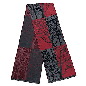 Mio Marino Winter Cashmere Feel Women Scarf, 100% Cotton Fashion Scarves, In Elegant Gift Box - Manzanita Red/Black - One Size